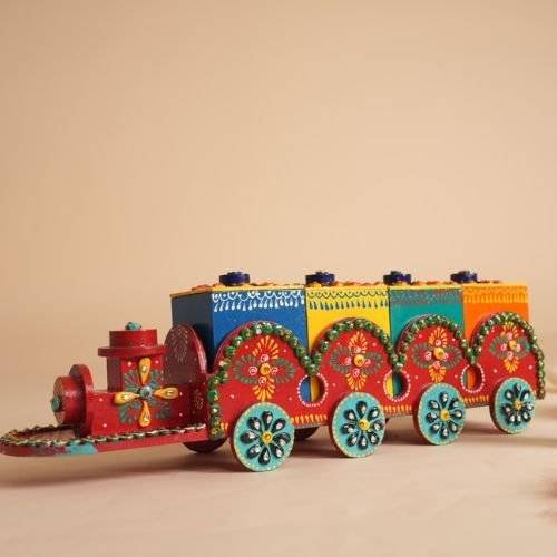 DRY FRUIT TRAIN 4 COMPARTMENTS SERVING CART TROLLEY TRAY THELA ...
