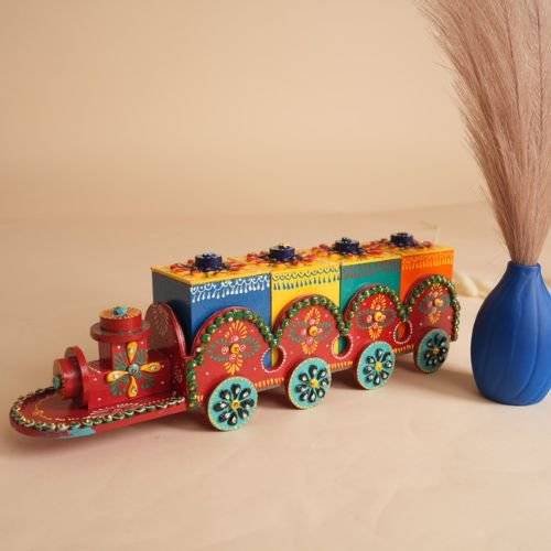 DRY FRUIT TRAIN 4 COMPARTMENTS SERVING CART TROLLEY TRAY THELA ...