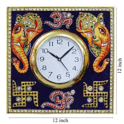 Puja Design Painted Colorful Wall Clock - Rajasthani Haat
