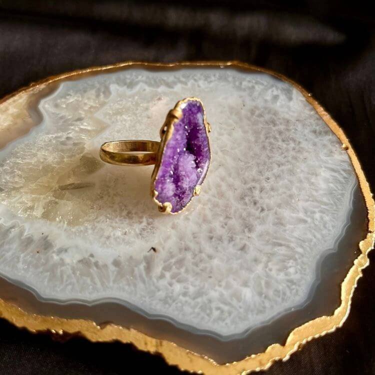 Purple Druzy Ring - Rajasthani Haat