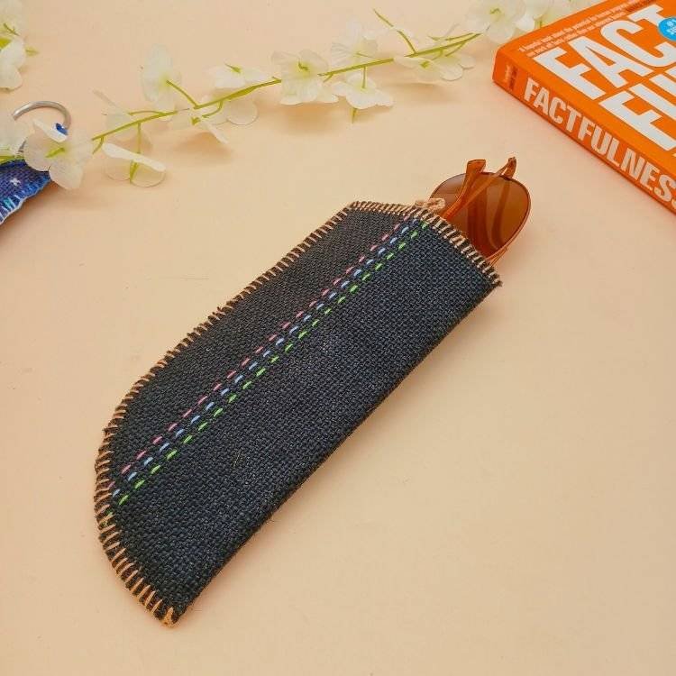 Jute Specs Sunglass Cover Black - Rajasthani Haat