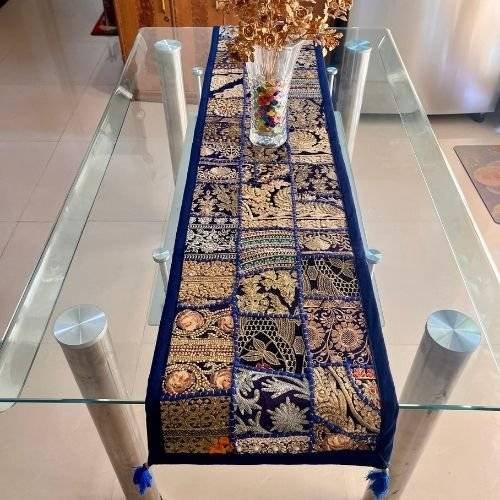 Midnight Blue Mirage Table Runner - Rajasthani Haat