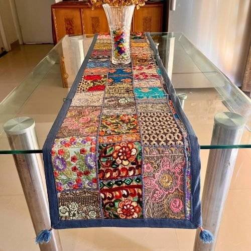 Threaded Grace Table Runner and 4 Mats Set - Rajasthani Haat